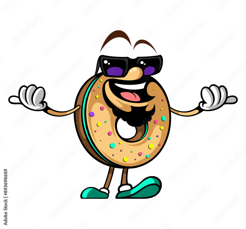 Cartoon style bagel vector illustration. Isolated on white background ...