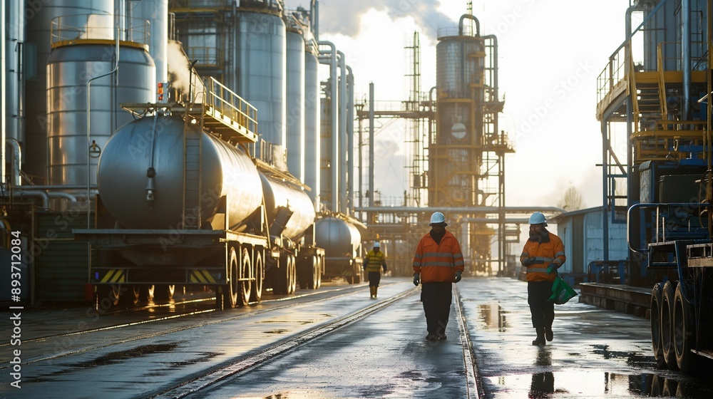 fertilizer production facility with chemical reactors, storage tanks ...