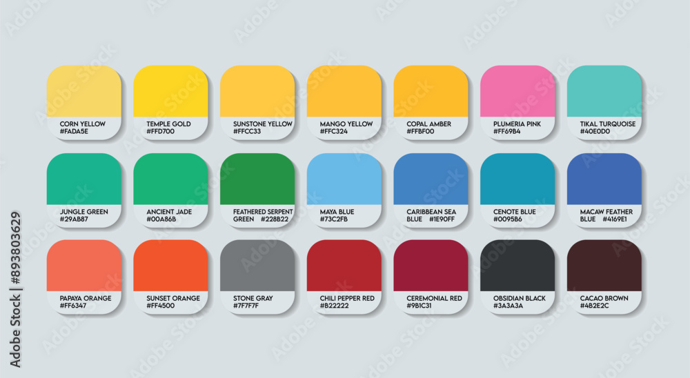 Maya Color Palette, Maya Color Guide Palette with Color Names. Catalog ...