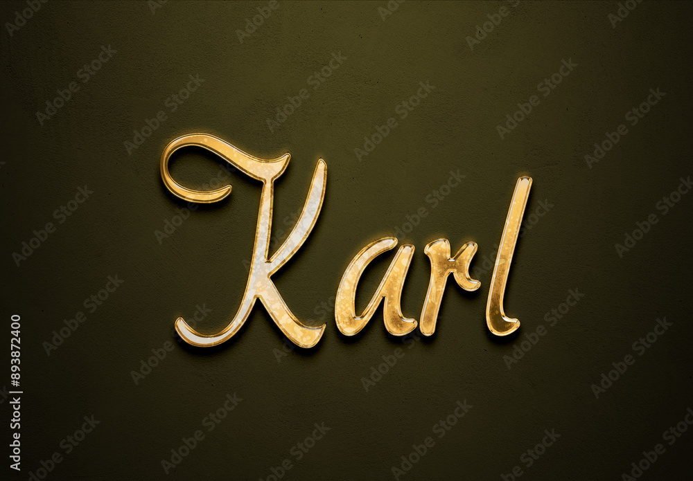 Old gold text effect of Deutsche name Karl with 3D glossy style Mockup ...