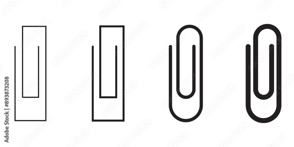 Clip line icon set. Attach file or document paper clip sign. Paperclip ...