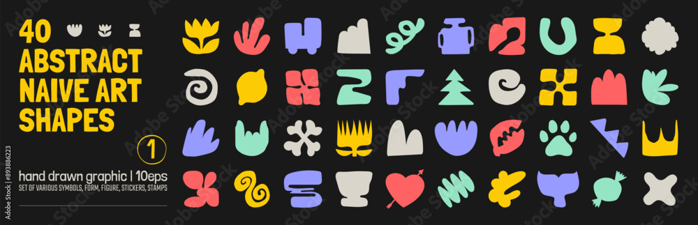 Collection of various hand drawn bizarre abstract geometric unusual ...
