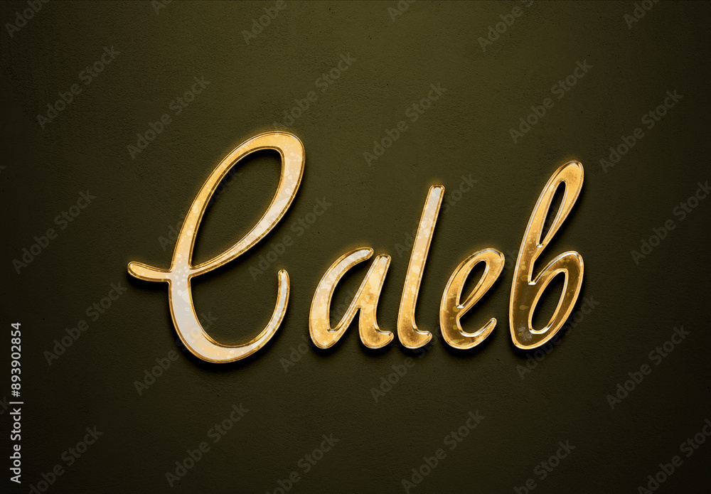 Old gold text effect of name Caleb with 3D glossy style Mockup. Stock ...