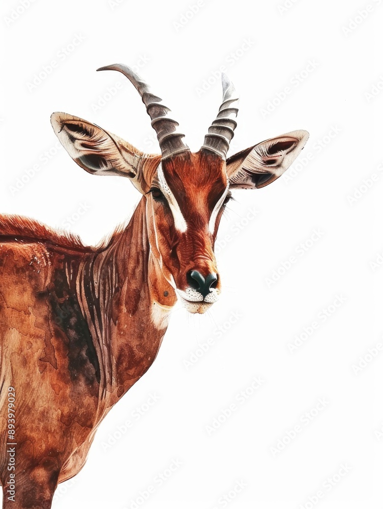 Wildlife nature animal antelope gazelle deer species portrait head side ...