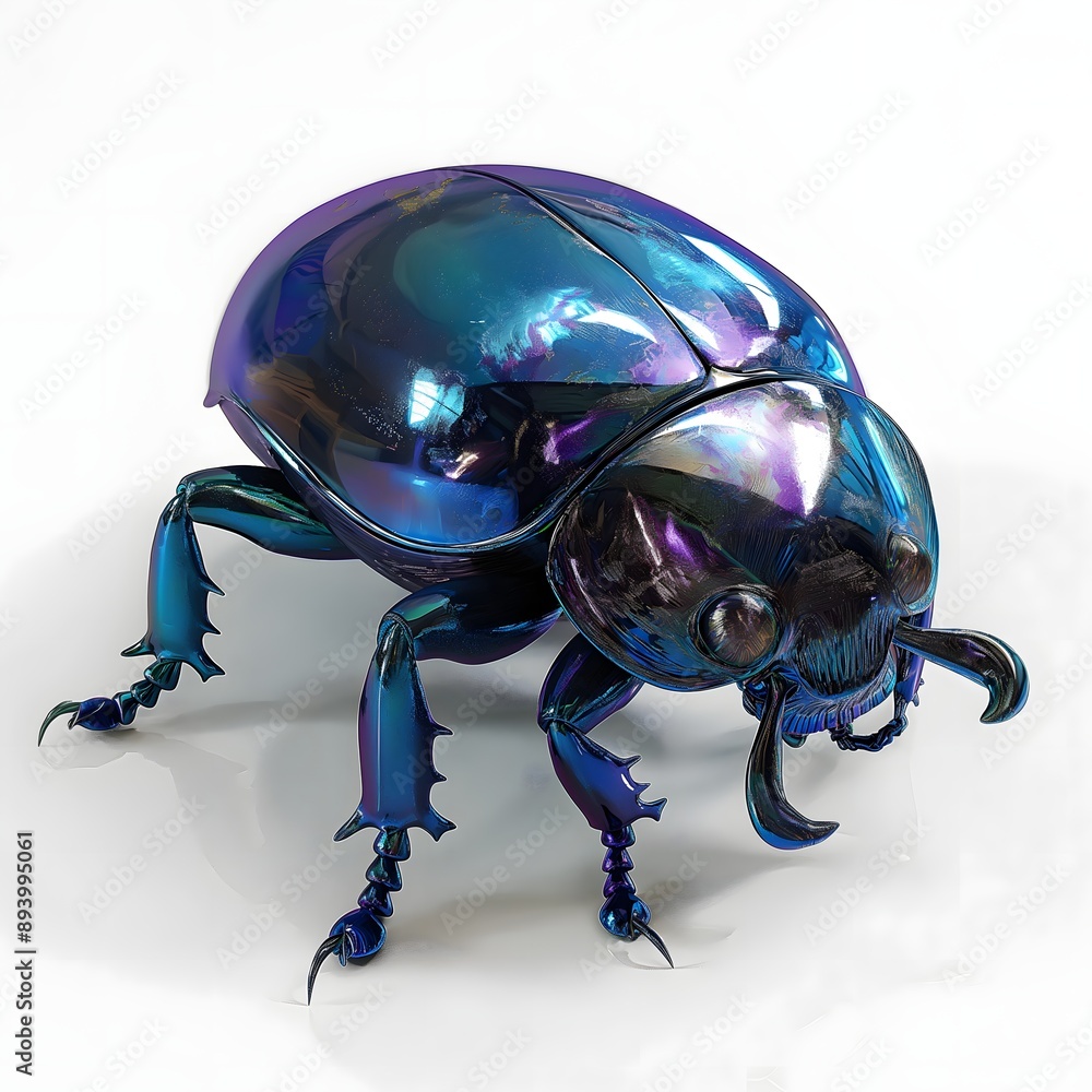95. "A friendly beetle with a shiny blue shell and tiny, bright eyes ...