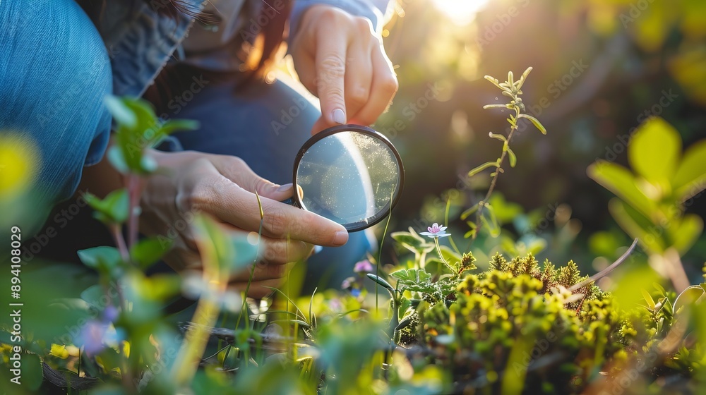 Person engaging in citizen science project to monitor environmental ...