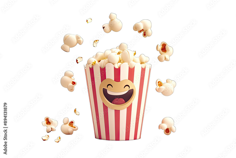 Fun and cheerful popcorn bucket with a smiling face, surrounded by ...