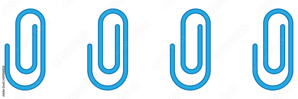 Paper clip icon. Vector set of office file attachment chain link. Flat ...