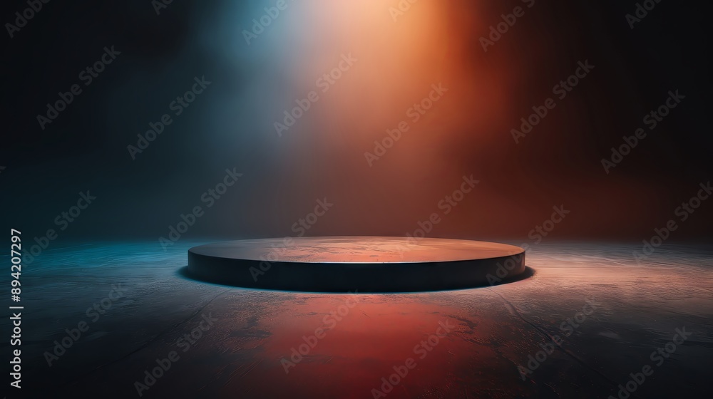 Stage spotlight rising from warm floor to vibrant lights, fitness app ...