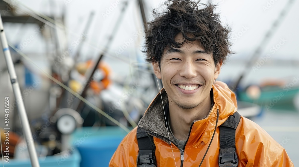 Realistic hyper-detailed portrait of a cheerful young Asian man ...