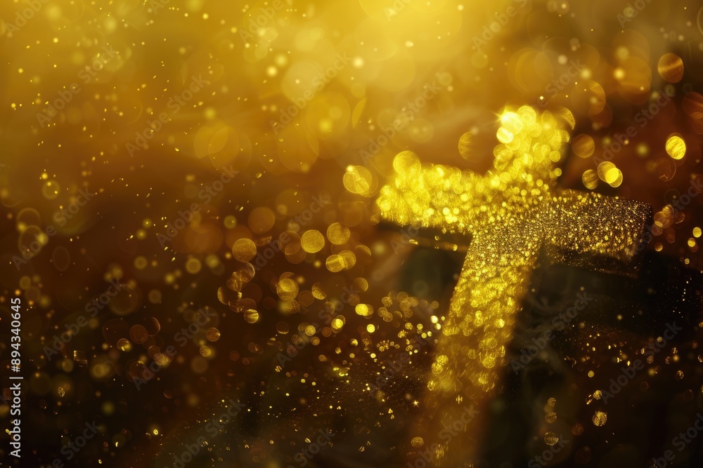 Christmas card background Blur gold cross symbol for christian and ...