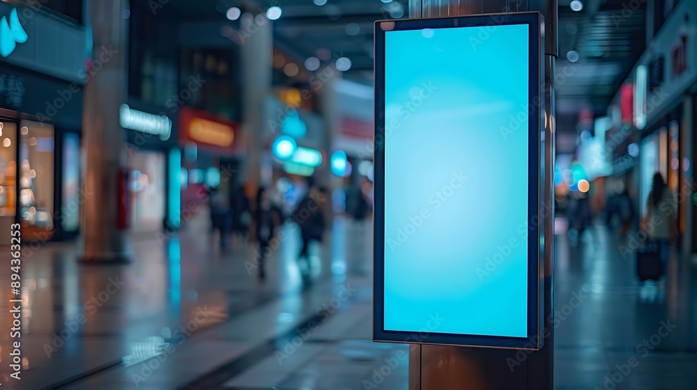 Advertising digital screen on pillar in shopping mall Vertical OOH out ...