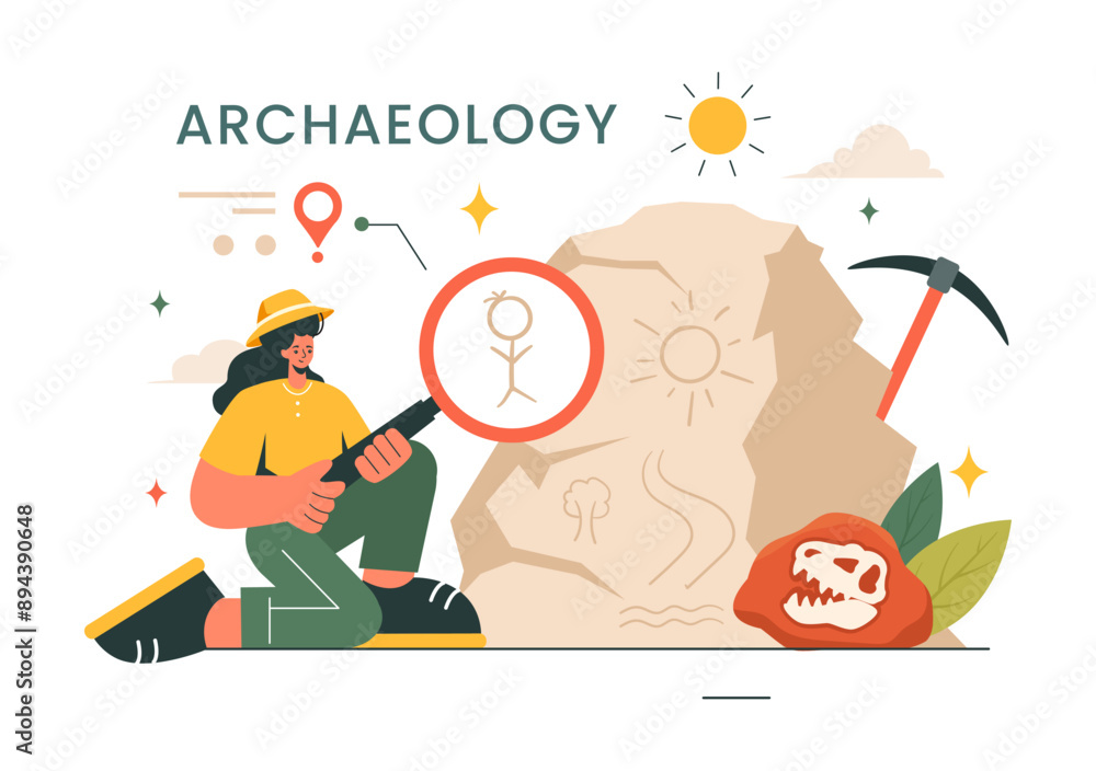 Archaeology Vector Illustration featuring an Archaeological Excavation ...