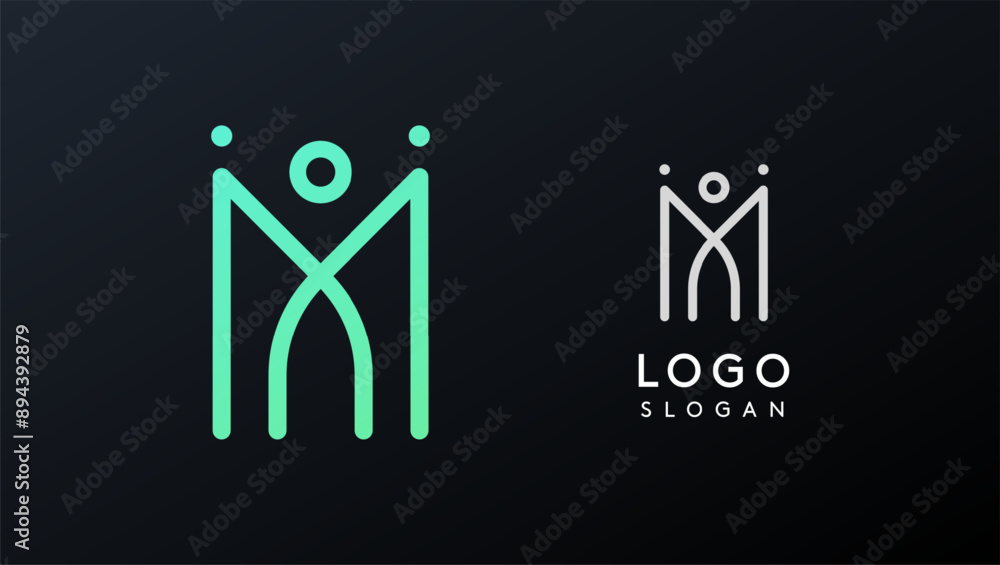 Stylized letter M, tech-inspired typography logo, unique ...