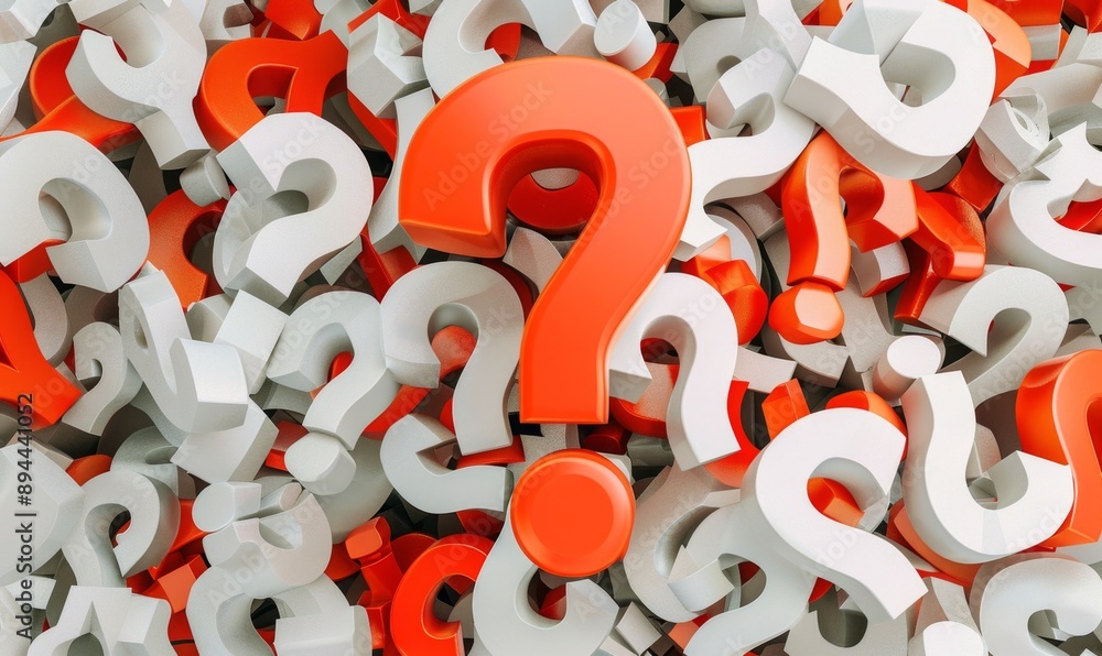 Ilustración de Stock Intriguing Red Question Mark Overlaying White ...