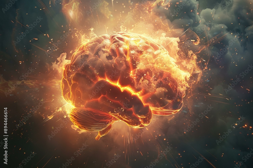 The explosive power of the human brain, a conceptual digital artwork ...