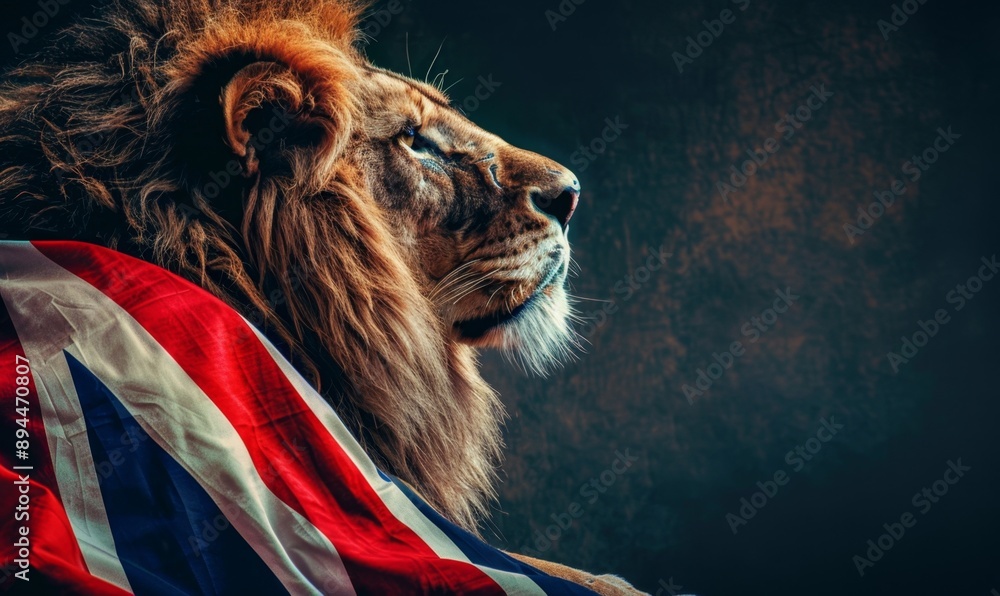 Majestic Lion Draped in British Flag: Powerful Symbol of British Pride ...