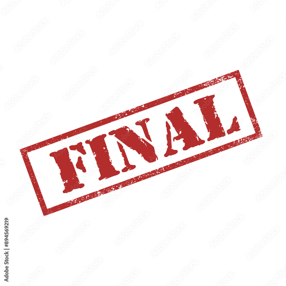 Final red rubber stamp isolated on white background. Ink sign in ...