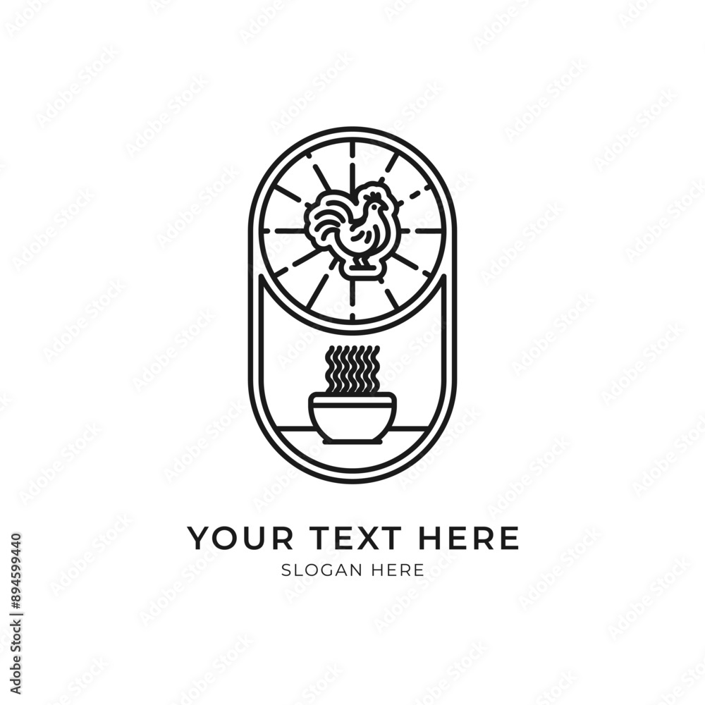 Restaurant logo with line art style. Minimalist line logo. Soup or ...