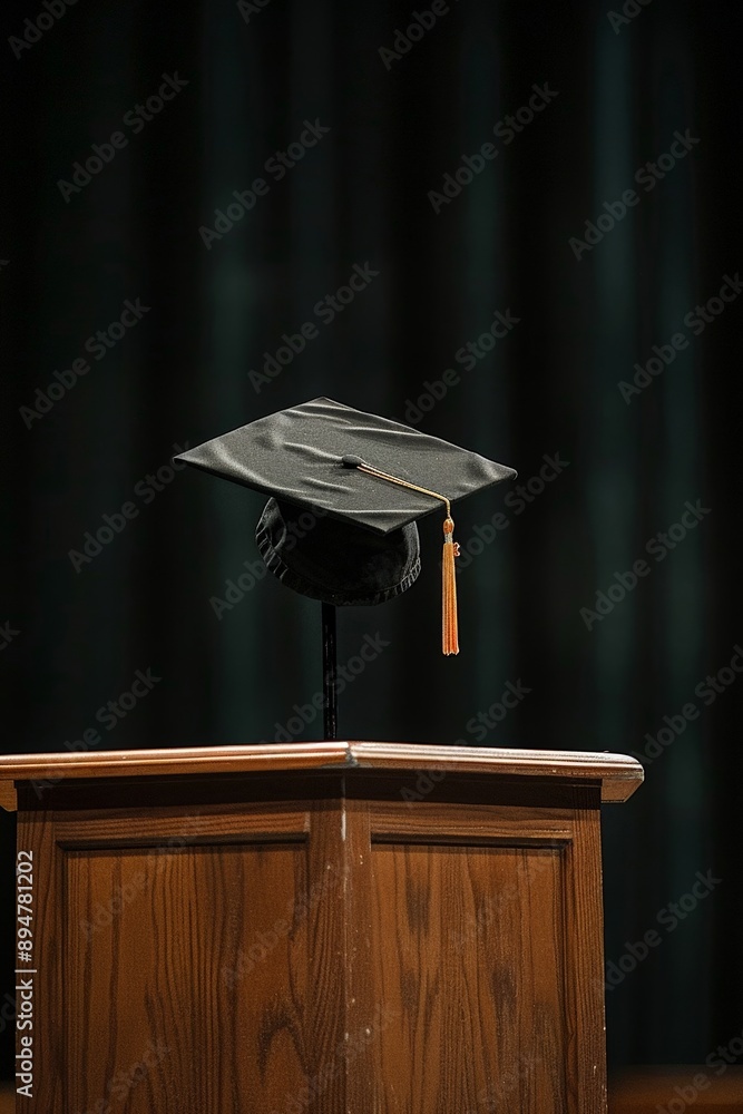 Imagine a podium at a graduation ceremony, where students receive their ...