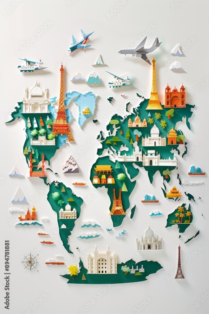 Imagine a world map that displays cultural landmarks from around the ...