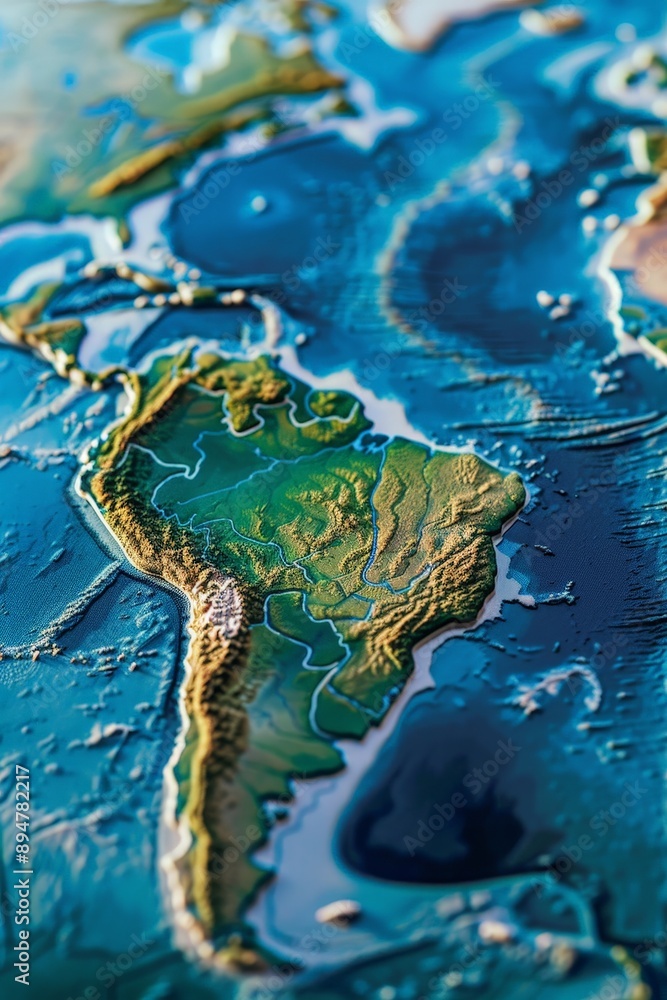 Imagine a world map that includes topographical details, showing ...