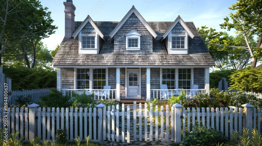 Generate a prompt for a photo realistic image of a Cape Cod style ...