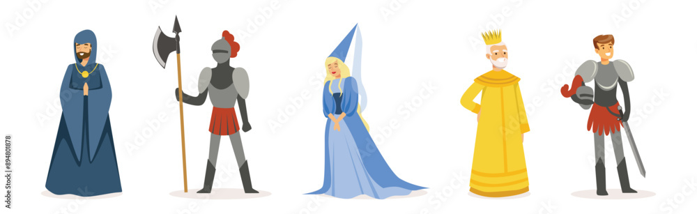 Medieval People Characters from European Historic Period Vector Set ...