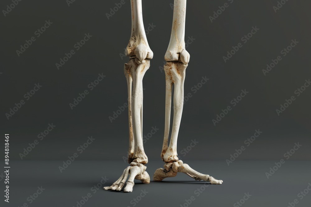 Anatomy realistic 3D model of human leg bones. Front view human ...