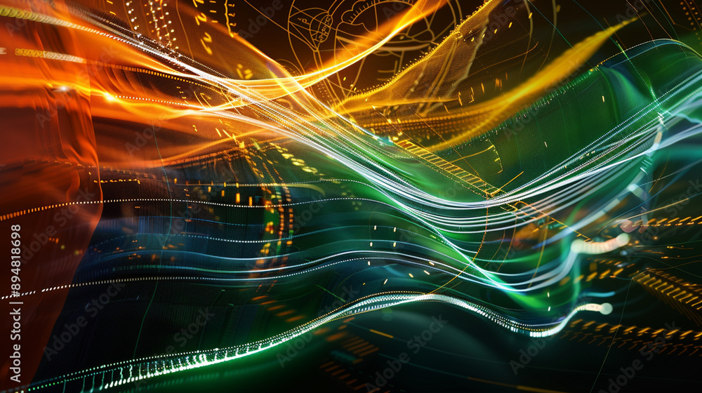 Detailed network diagram with the Indian flag illustrating tech ...