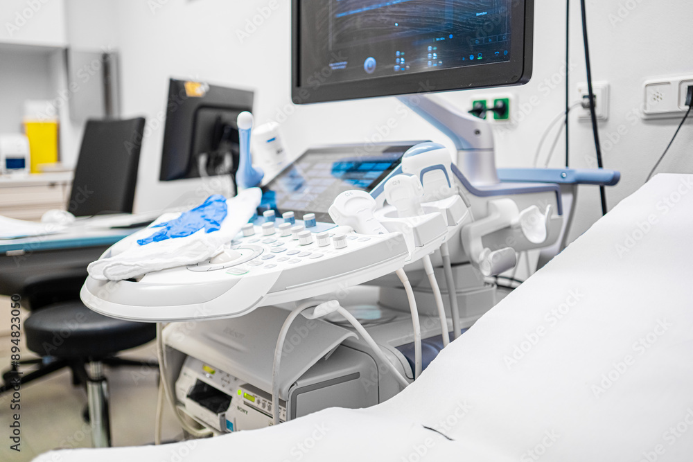 Modern Medical Ultrasonography Control Station with DIsplay and with ...