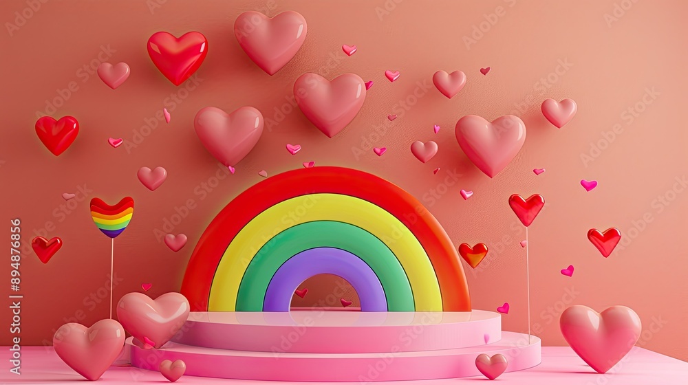 Photo Stock 3D background of LGBT pride month platform display with a ...