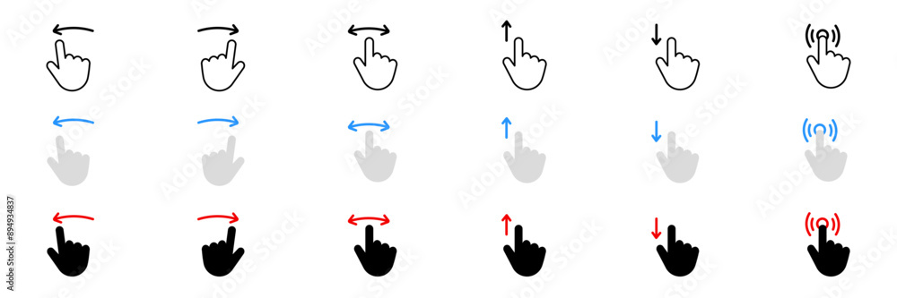 The gesture of swiping an icon, moving the hand with the index finger ...