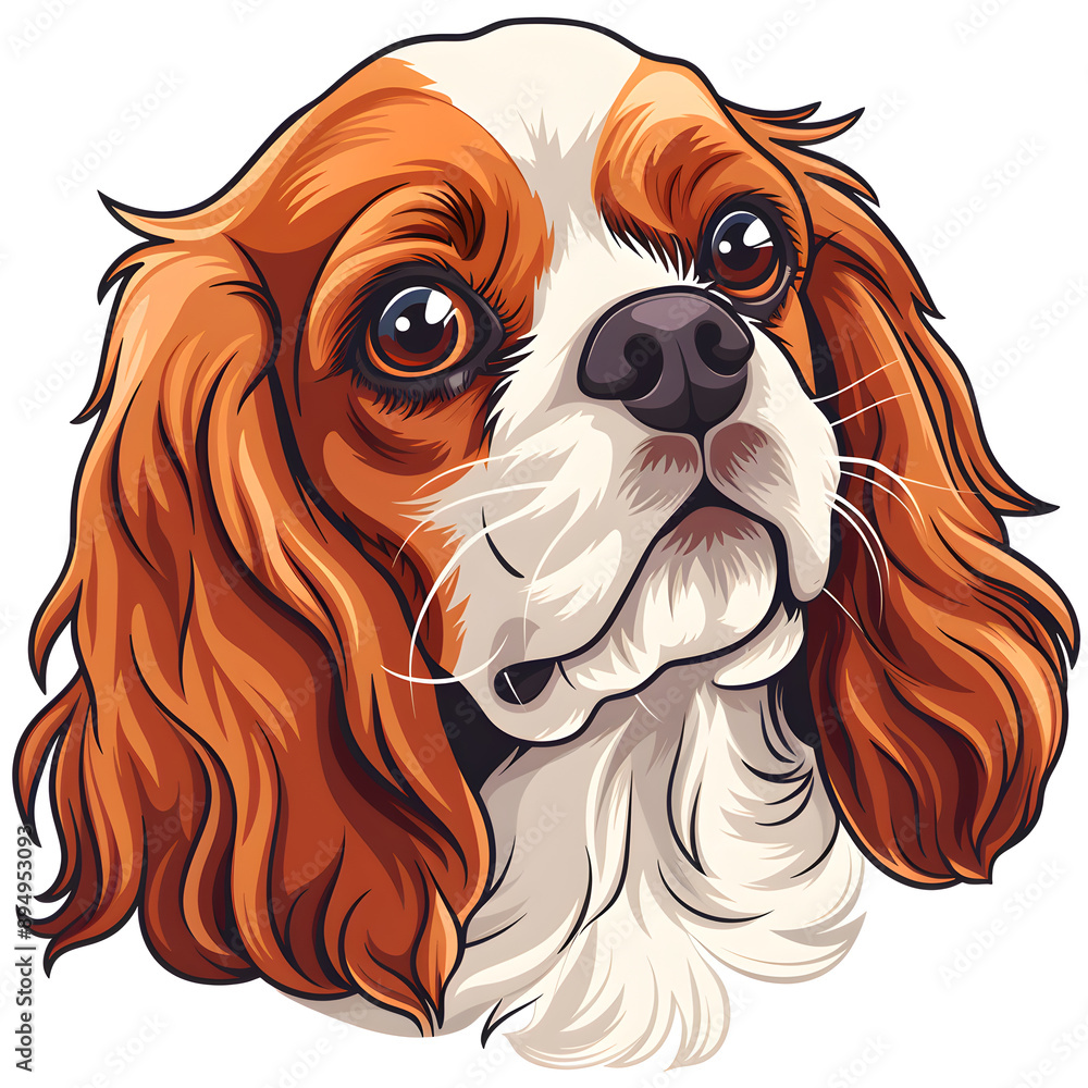 Cavalier King Charles Spaniel dog logo, clear lines, emblem, symbol ...