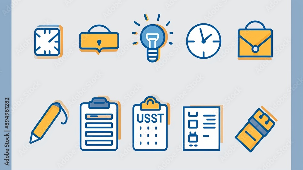 Efficient Meeting Planning Modern Vector Icons for Scheduling Agendas ...