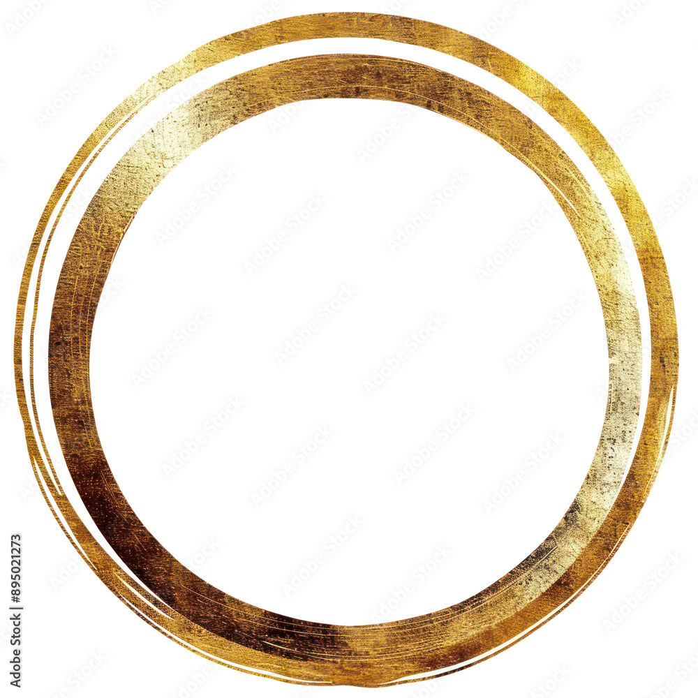 gold circle frame hand drawn geometric border grunge luxury isolated ...
