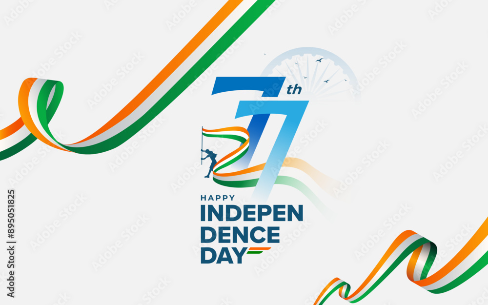 77 Years Happy Indian Independence Day Celebration Background Banner ...