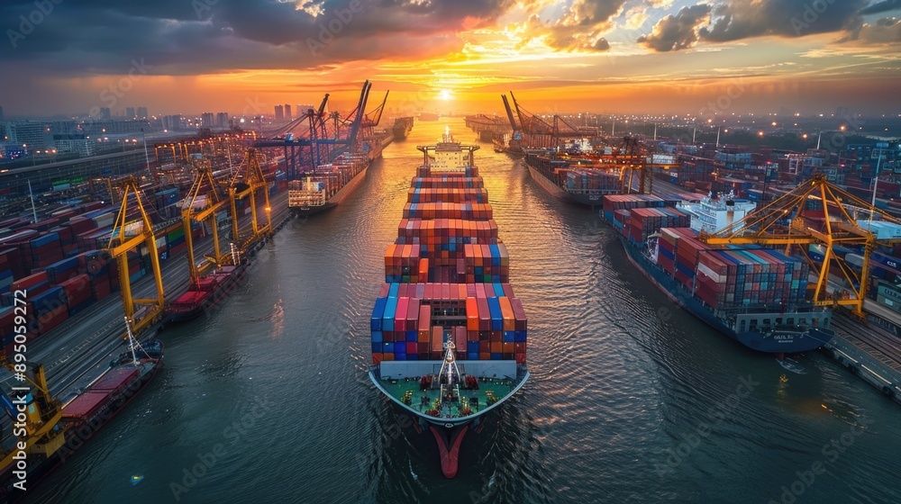 Dynamic Port Activity: Cargo Ships, Cranes, and Workers in Action, Sony ...