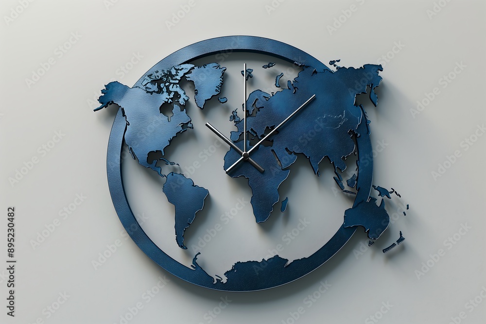 Clock as a world map, global synchronization, interconnectedness, time ...