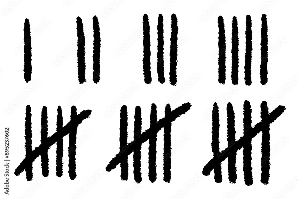 Tally marks from one to five. Prison wall count markings. Vector ...