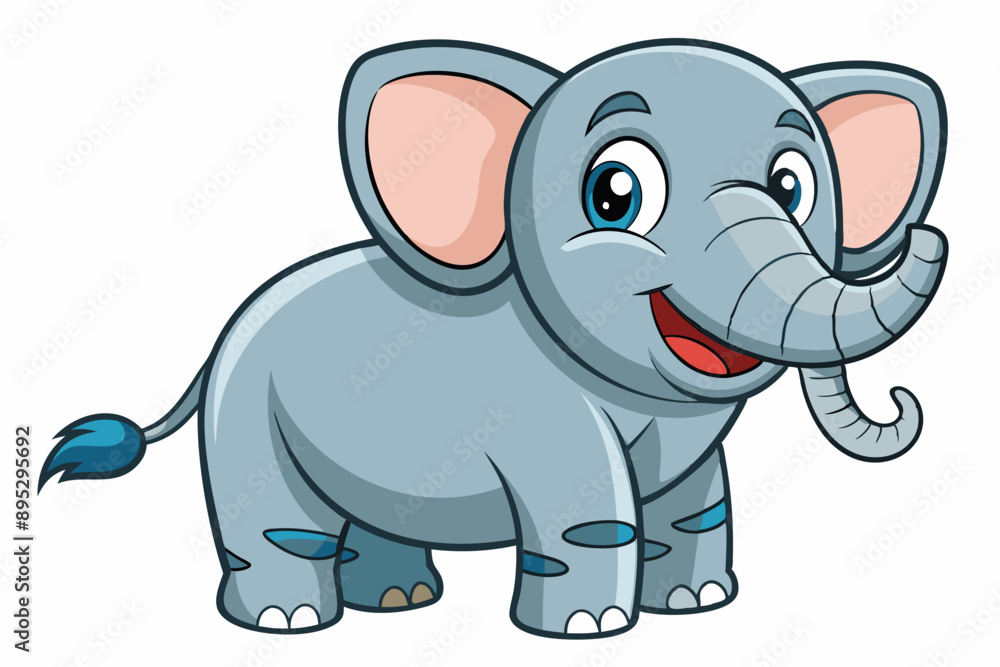 Funny Elephant Vector Illustration with White Background Cartoons ...