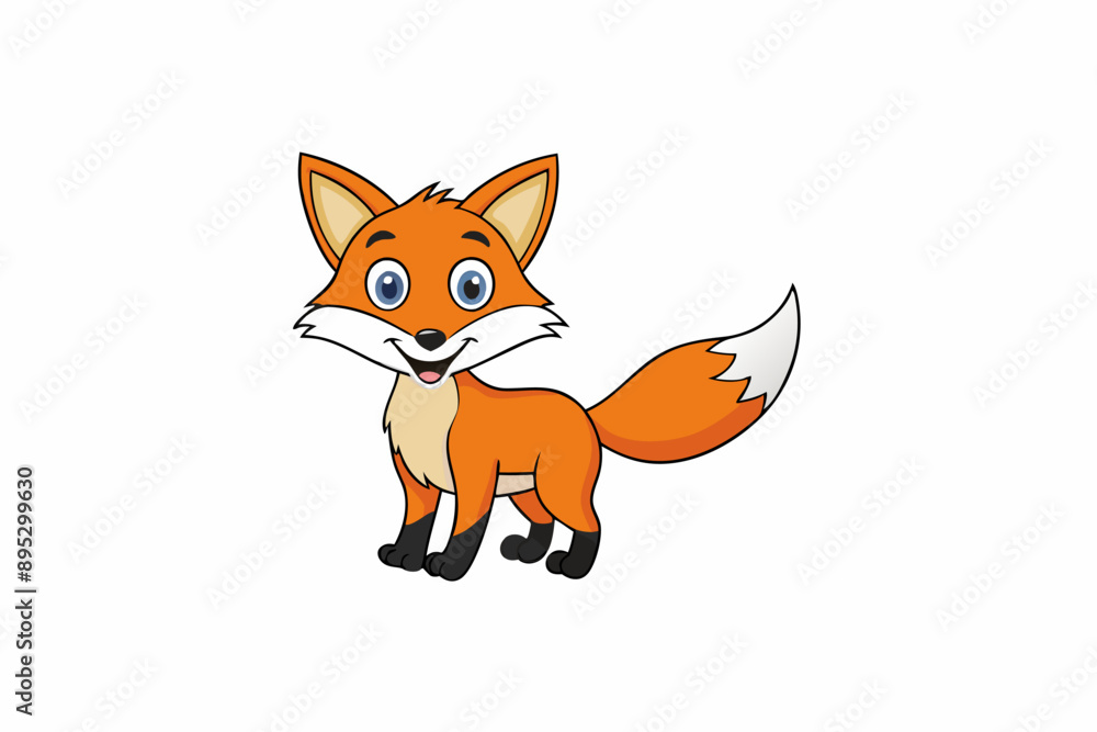 Funny Fox Vector Illustration Cartoon, Clipart, And Line Art Design ...