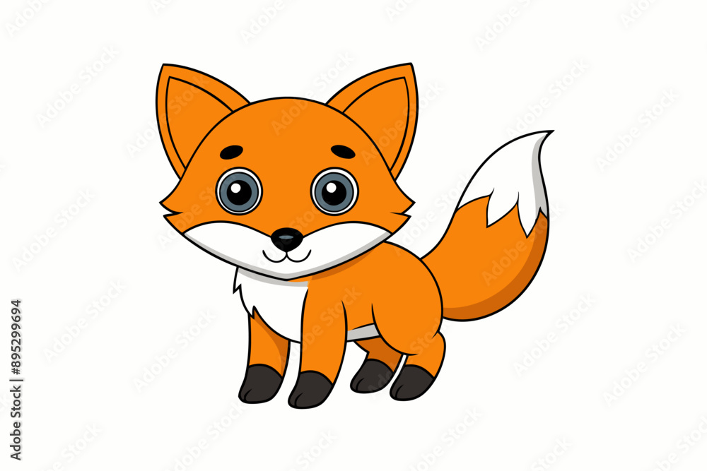 Funny Fox Vector Illustration Cartoon, Clipart, And Line Art Design ...