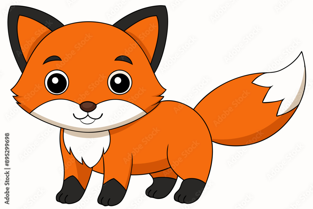 Funny Fox Vector Illustration Cartoon, Clipart, And Line Art Design ...