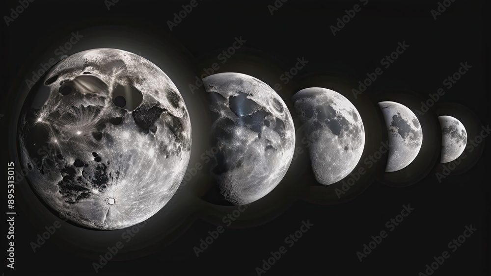 Growing phases of the moon in 5 steps , moon, phases, astronomy, lunar ...