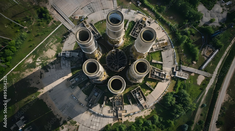 Aerial View of Expansive Missile Launch Facility with Multiple Silos ...
