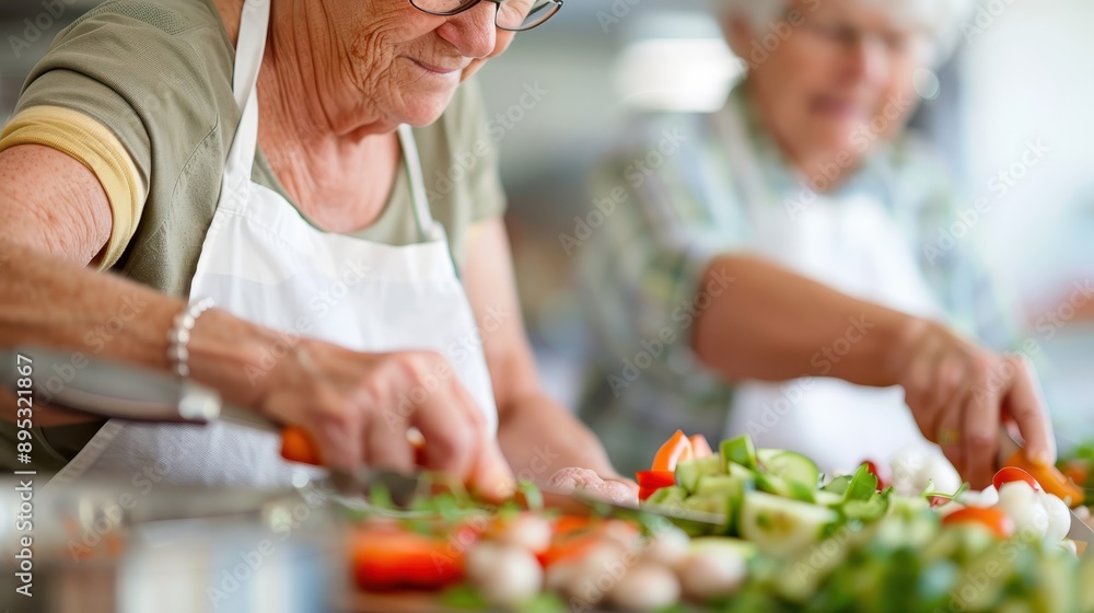 Two people preparing a variety of fresh vegetables in a kitchen ...