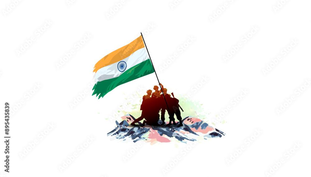 Indian Army, rising tricolor flag on kargil mountains and celebrating ...