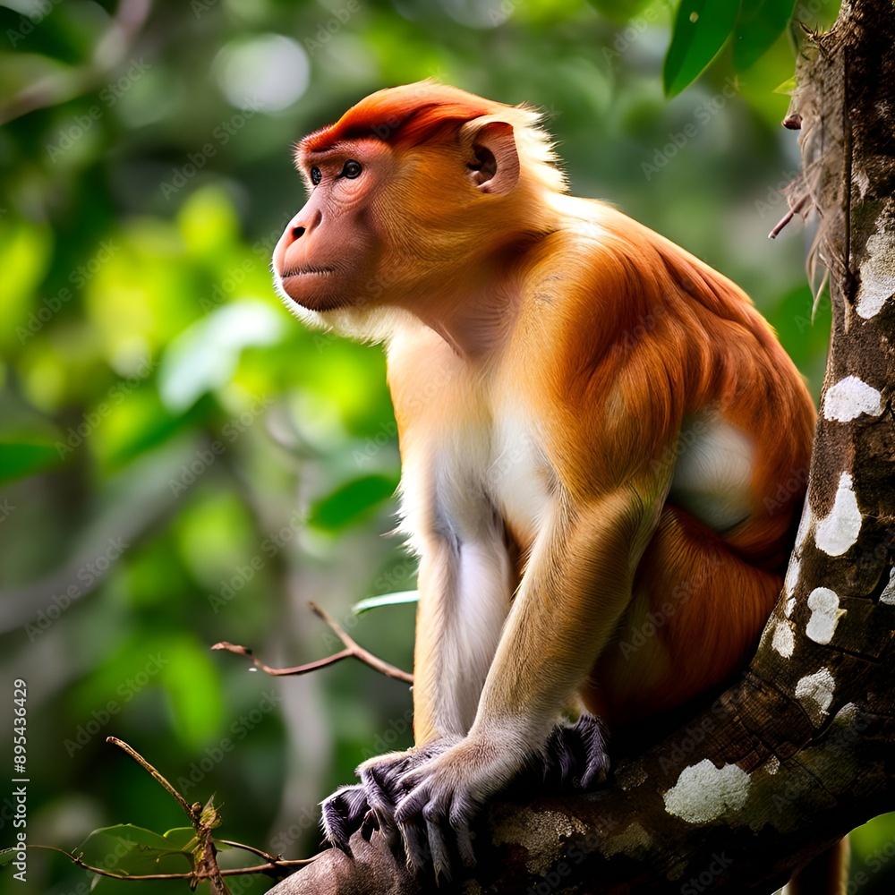 Proboscis monkey, unique and native to Malaysia, in Bako National Park ...