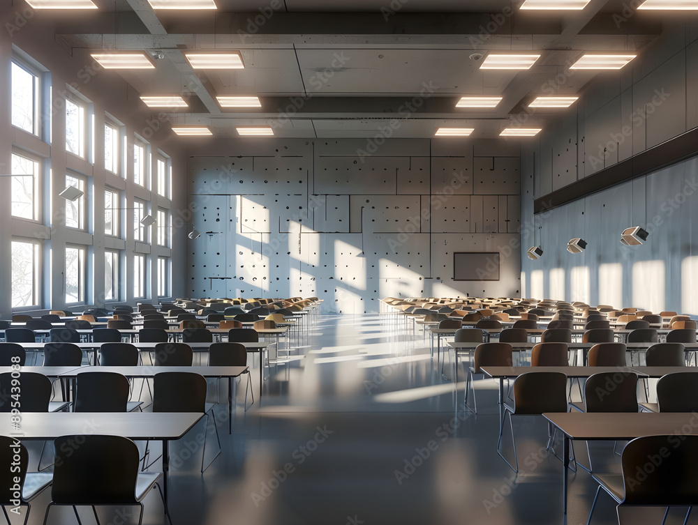 3D rendering Interior of a lecture hall, University classroom design in ...